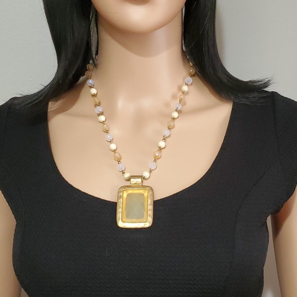 Vclm | Jewelry | Vclm Bead And Gold Pendant Necklace | Poshmark